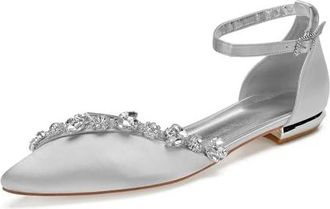 Generic Chaussures Mari&eacute;e Plates Confortable Femme Confortable Plates Mariage Chaussures Plate Mariee Robe 2Cm,Argent,38 EU