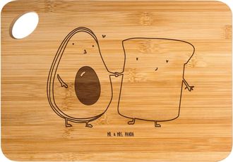 Mr. & Mrs. Panda Bambus - Schneidebrett Avocado Toast - Geschenk, Hackbrett, Holzbrett K&uuml;che, Toastbrot, P&auml;rchen, Holzschneidebrett, Holzbrettchen