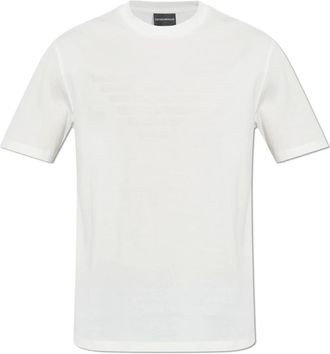Emporio Armani Homme, Tops, Blanc, Taille: 2XL T-shirt en jersey avec logo intarsia assorti