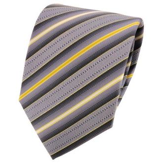 TigerTie Designer cravate jaune gris blanc ray&eacute; - Tie