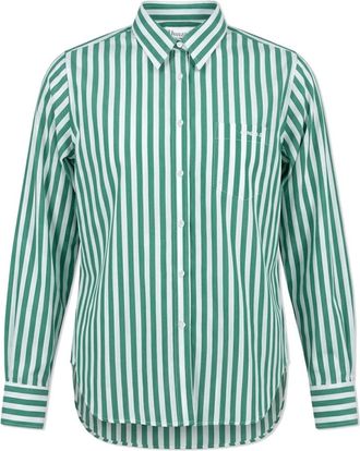 Hunza G Femme, Blouses et Chemises, Vert, Taille: 38/40 FR Chemise Oversize Brod&eacute;