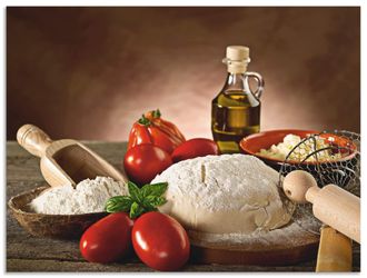 Artland ARTland Wanddeko Wandbild Alu Verbundplatte f&uuml;r Innen & Outdoor Bild 60x45 cm Pizza Italien Lebensmittel Teig Pizzeria Mediterran T5UZ