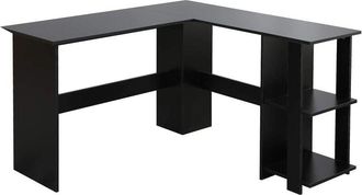 Soges Soges Computertisch L-f&ouml;rmiger Schreibtisch Gro&szlig;er Eckschreibtisch mit 2 Regalen f&uuml;r denHeimarbeitsplatz Konferenztisch PC Workstation 130 cm x 136 cm