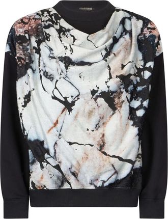 Roberto Cavalli sweat à imprimé marbré - Noir