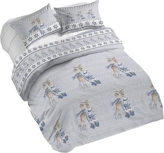 Pensieri delicati Bettwäsche-Set für Doppelbett, 100% Baumwolle, komplett mit Bettbezug 250 x 200 cm und 2 Kissenbezügen 52 x 82 cm, hergestellt in Italien, maschinenwa