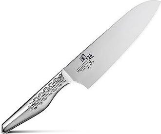 Kai Seki Magoroku Shoso Santoku 16,5 cm - Acier Inoxydable 5CR15MoV 56 (±1) HRC - Convexe - Manche en Acier Inoxydable 18-8 avec Motif en Diamant - Coutea