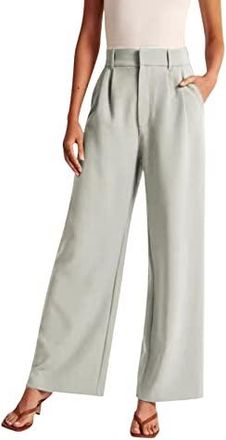 Generic Pantalon noir pour femme - Pantalon large pour femme - Pantalon de travail taille haute - Pantalon extensible pour femme, vert menthe, XXL