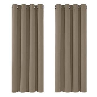 Deconovo Rideaux Occultants Isolant Thermique Anti Froid, Design Moderne &agrave; Oeillets, Rideaux pour Salon et Chambre, 117&times;138 CM (Largeur x Hauteur), Taupe, 2 Pi
