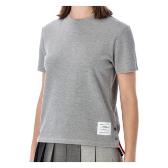 Thom Browne Femme, Tops, Gris, Taille: 32 FR T-Shirt R&eacute;tro D&eacute;tail Tricolore