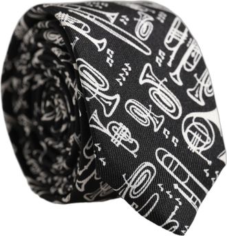 Dolce & Gabbana Musical Instrument Silk Necktie - Black