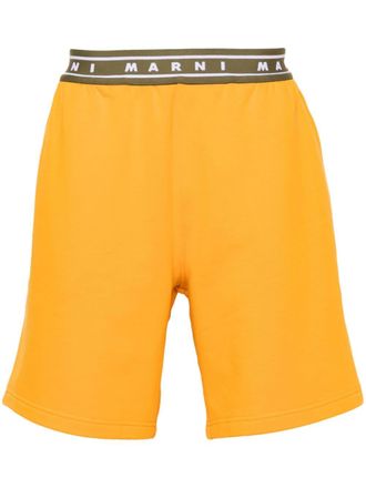 Marni short de sport &agrave; taille &agrave; logo - Orange