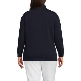 Lands End Pullover SERIOUS SWEATS mit Knopfleiste, Damen, Gr&ouml;&szlig;e:56-58 plus, Blau, Baumwoll-Mischung/Polyester-Mischung, by Lands End