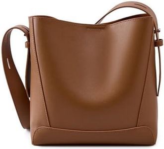 Generic Sacs seau pour femme - Sac fourre-tout en cuir v&eacute;ritable - Sac &agrave; bandouli&egrave;re Hobo - Grande capacit&eacute; - Sac &agrave; main de travail sous les bras avec fermetu