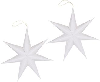 Matches 21 Weihnachtsdeko Sterne zum Aufhängen Weiß 2er Set - 20 cm Papier Weihnachtsbaumschmuck