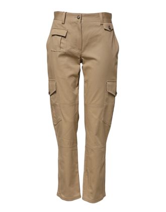 Dolce & Gabbana Womens Beige Mid Waist Cargo Tapered Pants Cotton Elastane