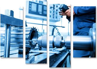 Islandburner Bild auf Leinwand Man Operating CNC Bohren und Bohren Maschine in der Werkstatt Industrie Industr Bilder Wandbilder Poster GBWL-4erP