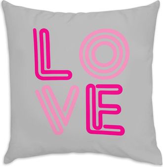 Fabulous Kissen aus Samt, grau, Love Style Neon Retro Vintage 80er Liebe Valentinstag - 40 x 40 cm - samtige Haptik - Bezug und Kissen inklusive