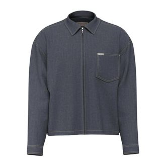 Guess Durchgehende Rei&szlig;verschluss-Denimjacke - - Jackets - Herren - Blau - XL
