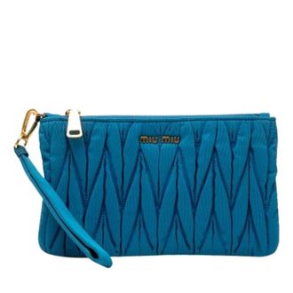 Miu Miu Pre-owned Quilted Nylon Clutch - Femme - Pre-owned - Bleu - Taille: ONE Size