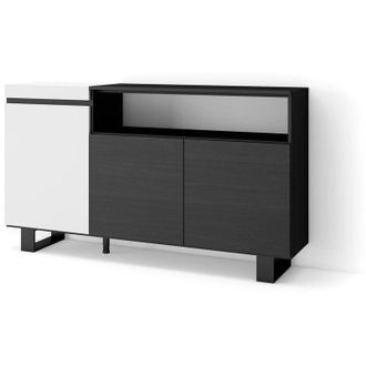 Skraut Home Sideboard, Highboard, Kommode, Komodenschrank, 150x87x35cm, 3 T&uuml;ren, Industriedesign, Moderner Stil, Wei&szlig; und Schwarz - Skraut Home