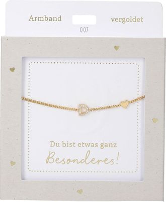 Depesche 13896.7 Armband in Gold, mit Anh&auml;nger D und Herz, variabel in der L&auml;nge, als Geschenk f&uuml;r Freunde und Familie