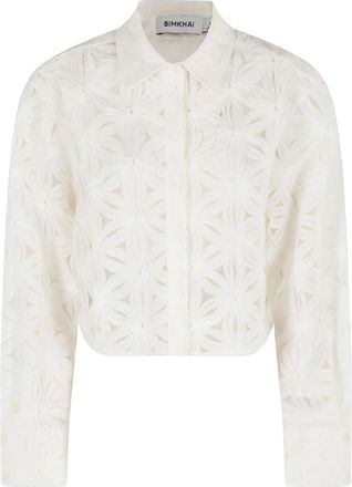 SIMKHAI Femme, Blouses et Chemises, Blanc, Taille: 36 FR Anders Shirt
