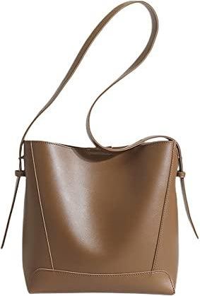 Generic Grand sac &agrave; bandouli&egrave;re Hobo pour femme en cuir v&eacute;g&eacute;talien, sac &agrave; main tendance pour femme, marron, large