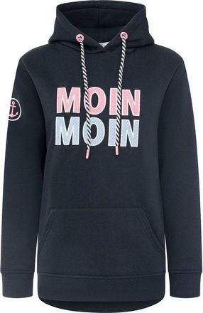 Zwillingsherz Hoodie Moin Moin auff&auml;lliges Front Logo, Anker am Arm, Kapuze mit Kordel, K&auml;ngurutasche