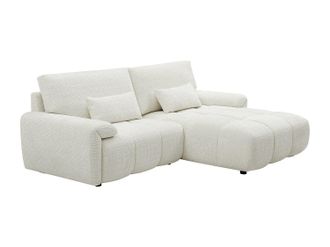 Vente-Unique Ecksofa - Ecke rechts - Chenille-Stoff - Offwhite - ANELKO