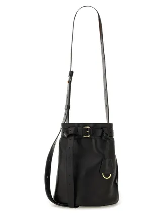 Moschino Womens Tie Me Bucket Bag Black Polyamide Shoulder