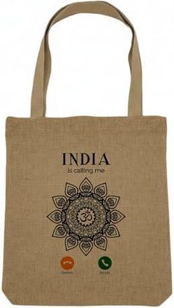 Fabulous Sac Shopping Tote Bag Aspect Lin - India Is Calling Me Om Mandala Travel - Sac de Courses Toile Epaisse 360g Beige Naturel Cabas Port&eacute; Epaule Solide I