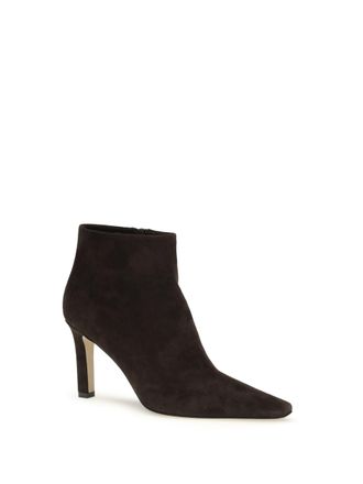 The Row Womens Squared Toe Nappa Leather Ankle Boots Lacquer Brown