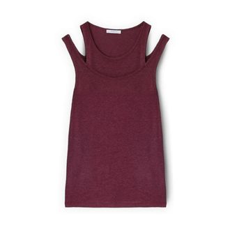 Motivi Top aus Leinenmischung mit Cut-outs an den Schultern - - Tops - Damen - Rot - L