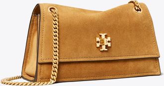 Tory Burch Damen Mini Kira Schultertasche aus Wildleder mit Drehverschluss
