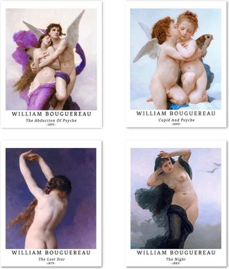 Berkin Arts Kunstdruck Ungerahmt Klassische Mythologie Historisch Bilder Set von 4, Poster Gr&ouml;&szlig;e: 28x35 cm Premium Kunstpapier Wanddeko Realismus Amor Kind Passen
