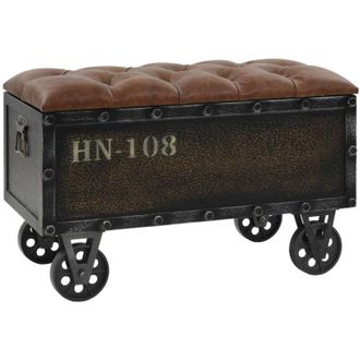 vidaXL Banc de rangement Bois massif et similicuir 80,5x41x50 cm Vidaxl