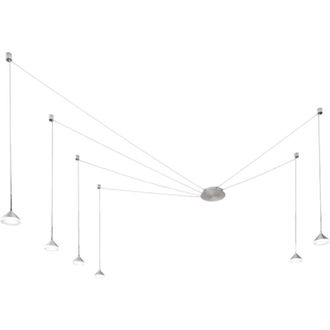 Fabas Luce Fabas Luce Lighting - Suspension led Isabella 48 w 3 000 k Dimmable &oslash; 350 cm Aluminium satin&eacute; - Lustre m&eacute;tal &agrave; forme variable