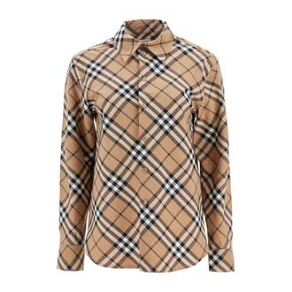 Burberry Hemd aus Baumwollpopeline mit Karomuster - - Blouses & Shirts - Damen - Braun - 2XS