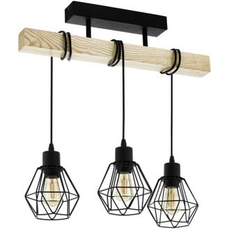 Eglo Deckenleuchte 55x36x20 cm aus schwarzem Metall mit Holzst&auml;nder 220-240 v IP20 Eglo Townshend 5