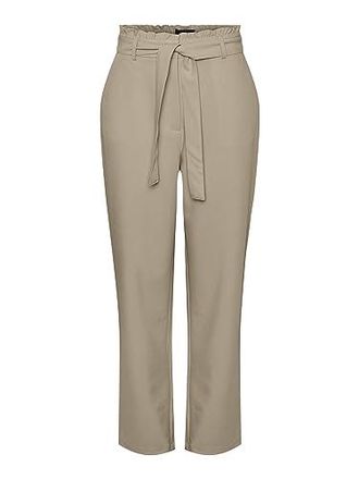 Pieces PCBOSS HW Paperbag Straight Pants Noos Pantalons, White Pepper, S Femme