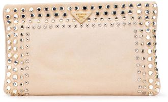 Prada Clutches - Canvas Canapa Studded Vernice Clutch - Gr. unisize - in Braun - f&uuml;r Damen