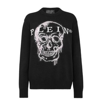 Philipp Plein Pullover Rundhals Skull - - Knitwear - Damen - Schwarzk - XS