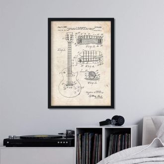 Nacnic Vintage Gitarre Patent Poster | Plakate mit Erfindungen und alten Werkzeugen | Bilder von Musikinstrumente | Gr&ouml;&szlig;e A3