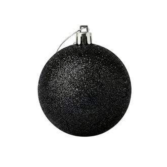 Shatchi 20 cm gro&szlig;e Schwarze Weihnachtskugel, PVC, bruchsicher, glitzernd, Weihnachtsdekoration, Festliche Weihnachtsbaum-H&auml;ngedekoration, rundes Ornament f&uuml;r