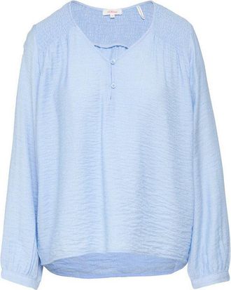 s.Oliver Langarmbluse Bluse Strukturierte Bluse aus Viskosemix mit Smok-Details