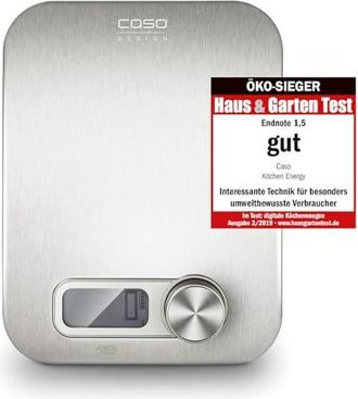 Caso Kitchen Energy Design Küchenwaage, Testsieger Haus & Garten Test, batterielose Nutzung durch kinetische Energie, bis 5 kg in 1 g-Schritten