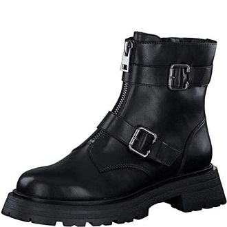 Tamaris Femme Bottines, Dame Bottes de Motard,Bottes,Demi-Bottes,Botte de Motard,Plat,Black Matt,38 EU
