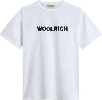 Woolrich Homme, Tops, Blanc, Taille: XL T-Shirt Logo Brod&eacute;
