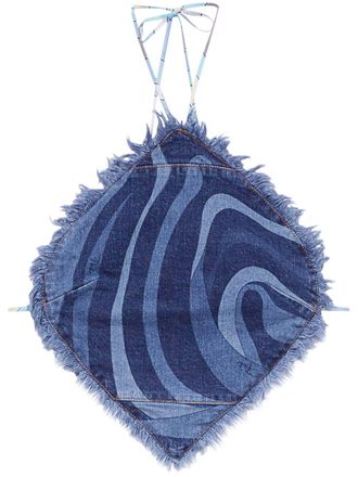 Pucci haut en jean à dos nu - Bleu