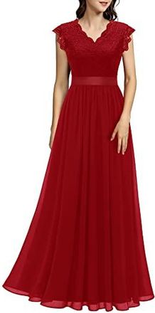 Dressystar Longue robe de bal pour femme, robe de soirée élégante pour mariage, robe de cocktail avec dentelle, L
